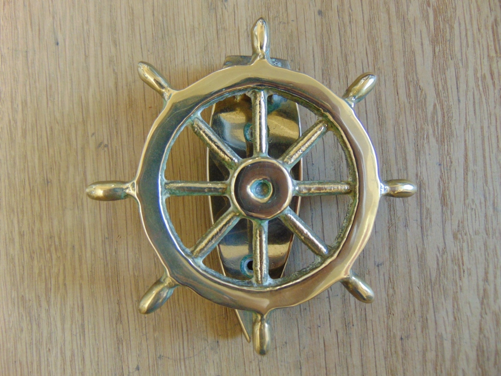 Antique Brass Ships Wheel-D109-1017 - Antique Door knockers